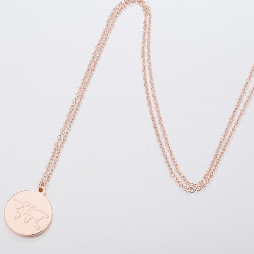 Round Pendant World Map Necklace – Globe Traveler Store