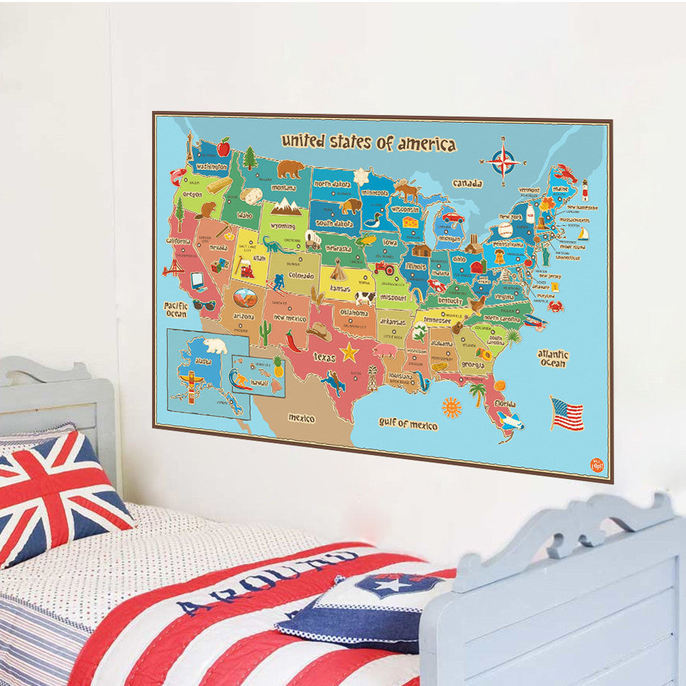 US Map Removable Vinyl Decal Wall Sticker Home Decor – Globe Traveler Store